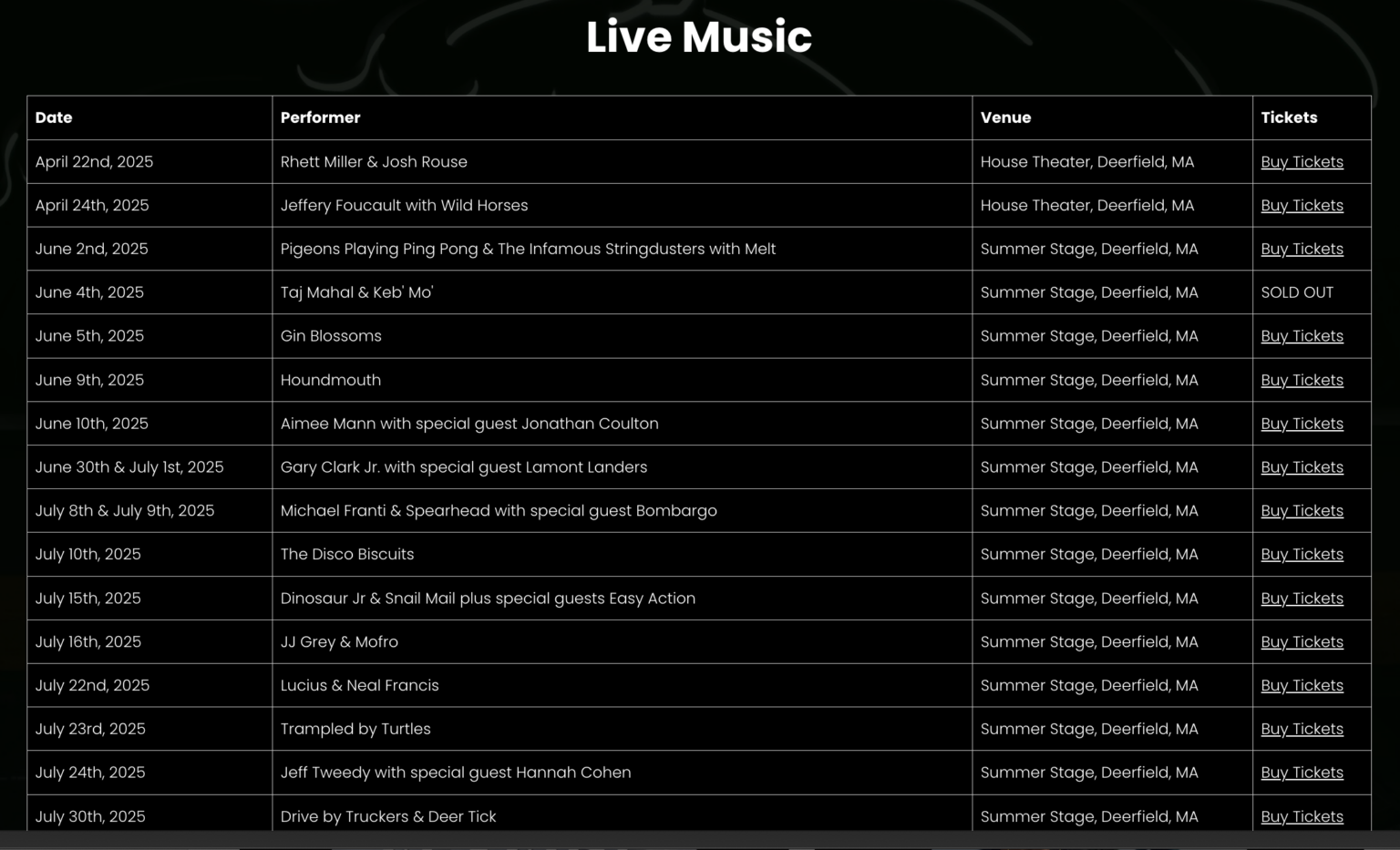 Summer Stage at Treehouse Brewing - Deerfield Attractions